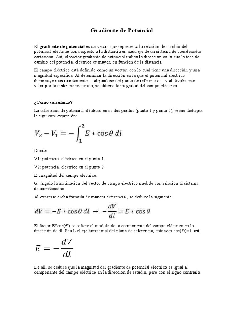 Gradiente de Potencial | PDF | Degradado | Campo eléctrico