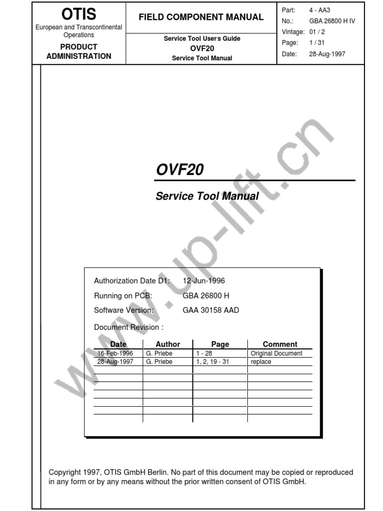 OTIS Service Tool Guide OVF20 GBA26800H. | PDF | Power Inverter | Power ...