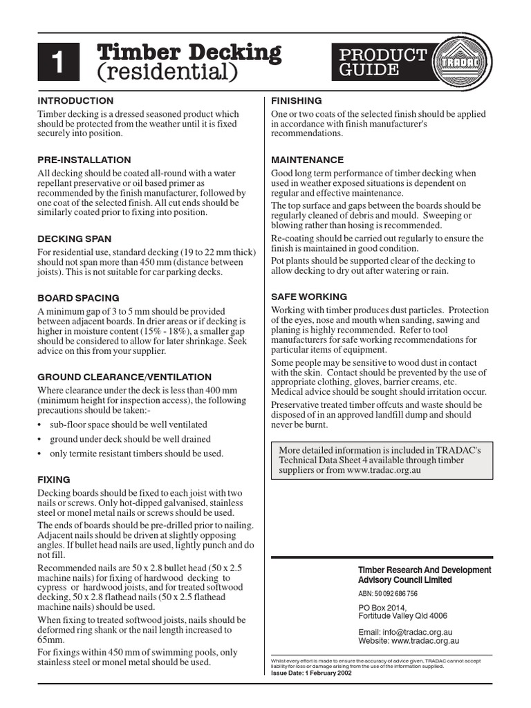 1 Timber Decking Guide | PDF | Lumber | Building Engineering