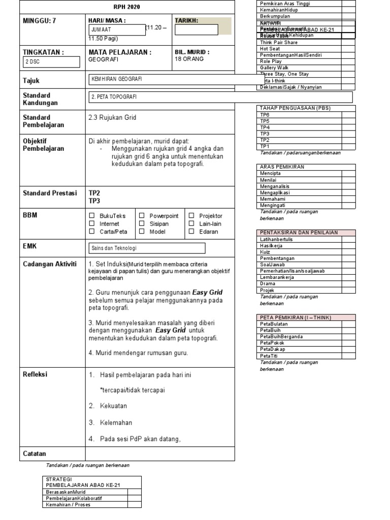 RPH GEO F2 2020 Rujukan Grid | PDF
