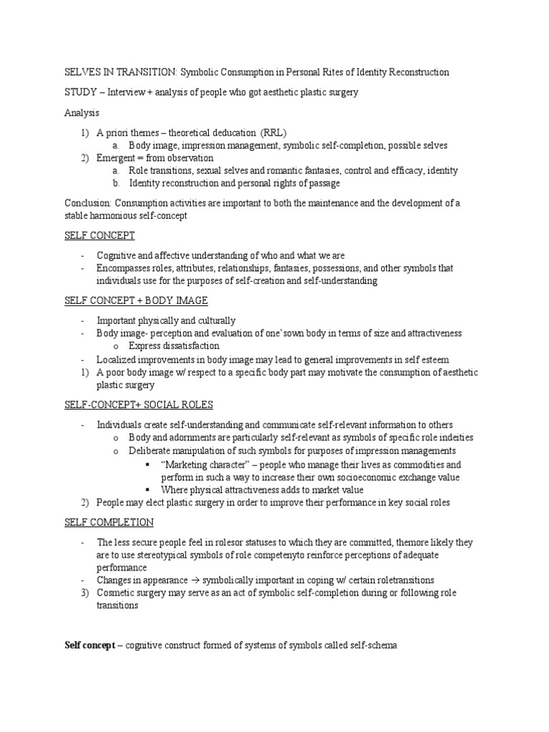 Self Concept - Cognitive Construct Formed of Systems of Symbols Called ...
