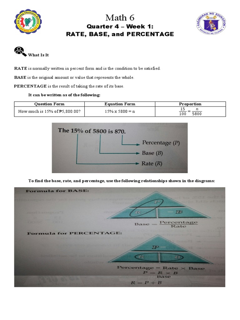Rates, Bases, and Percentages: Finding Relationships Between Key Terms ...