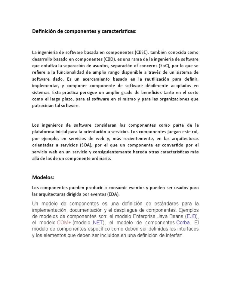 Definición de Componentes y Características | PDF | Ingeniería de ...