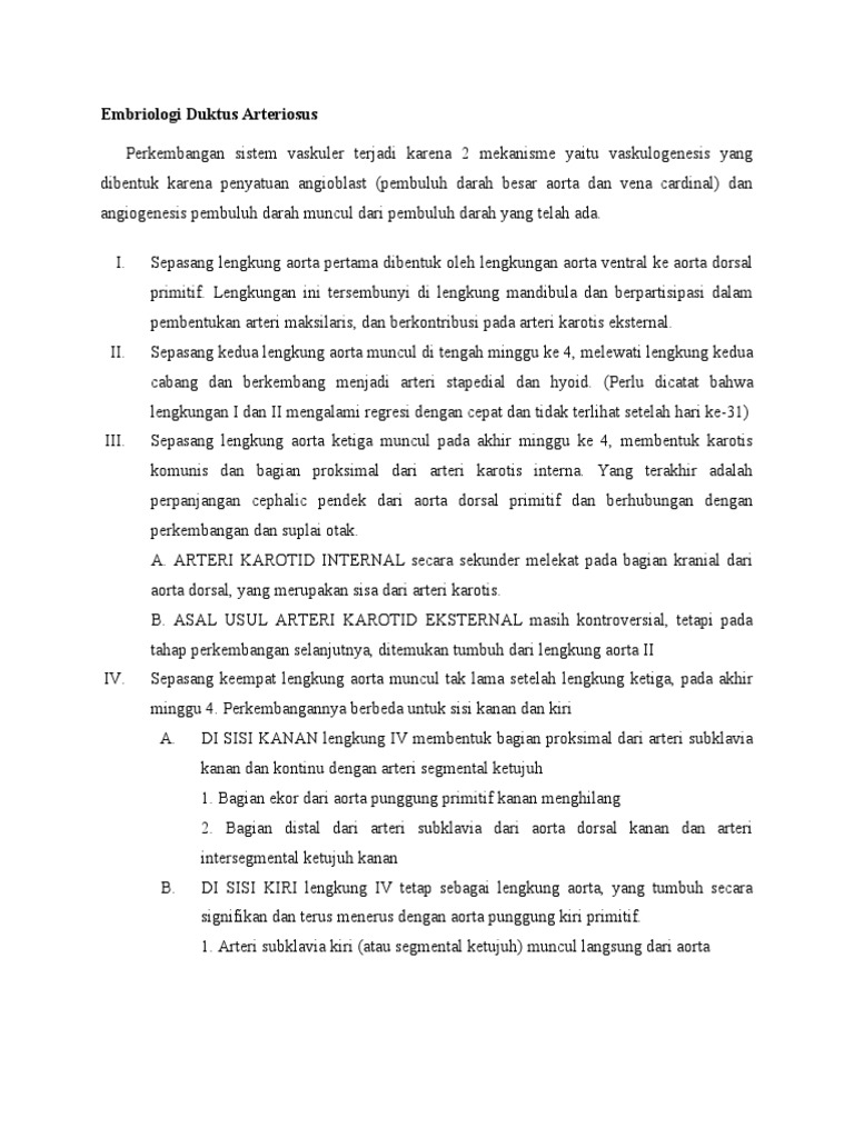 Embriologi Duktus Arteriosus | PDF
