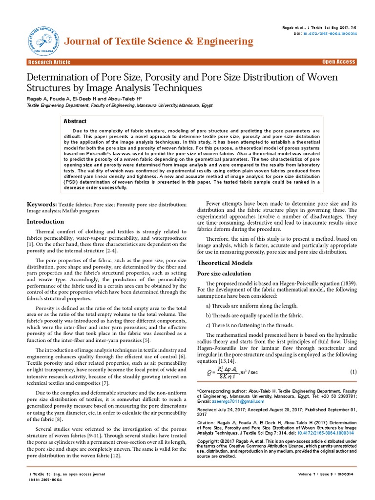 Determination of Pore Size Porosity and Pore Size Distribution of ...