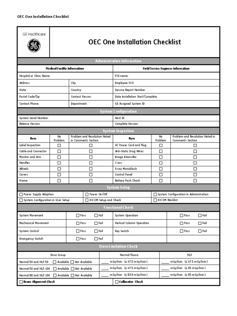 OEC One Installation Checklist | PDF | Electrical Engineering ...