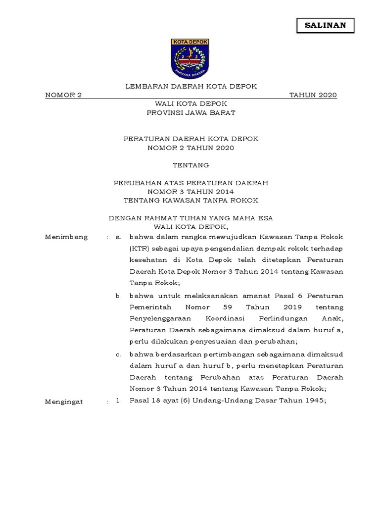 Perubahan Kawasan Tanpa Rokok | PDF