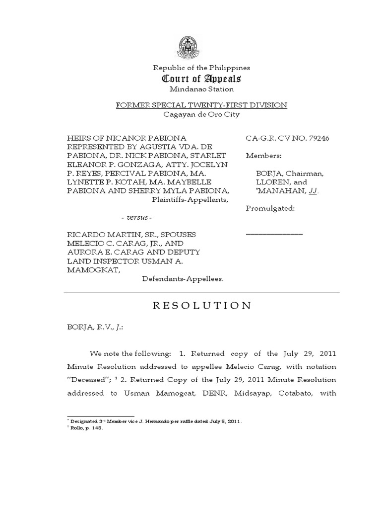 Court of Appeals: Resolution | PDF | Practice Of Law | Appeal