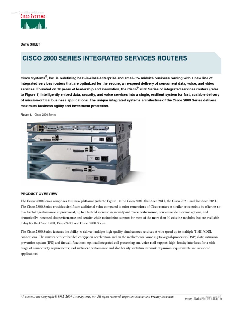 Cisco 2800 Series Integrated Services Routers: Data Sheet | Download ...