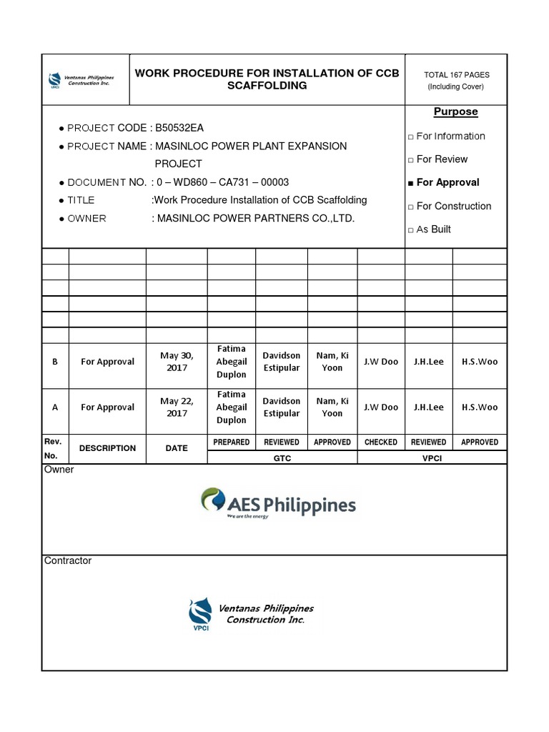 CCB Scaffolding Installation Procedure | PDF | Scaffolding | Personal ...