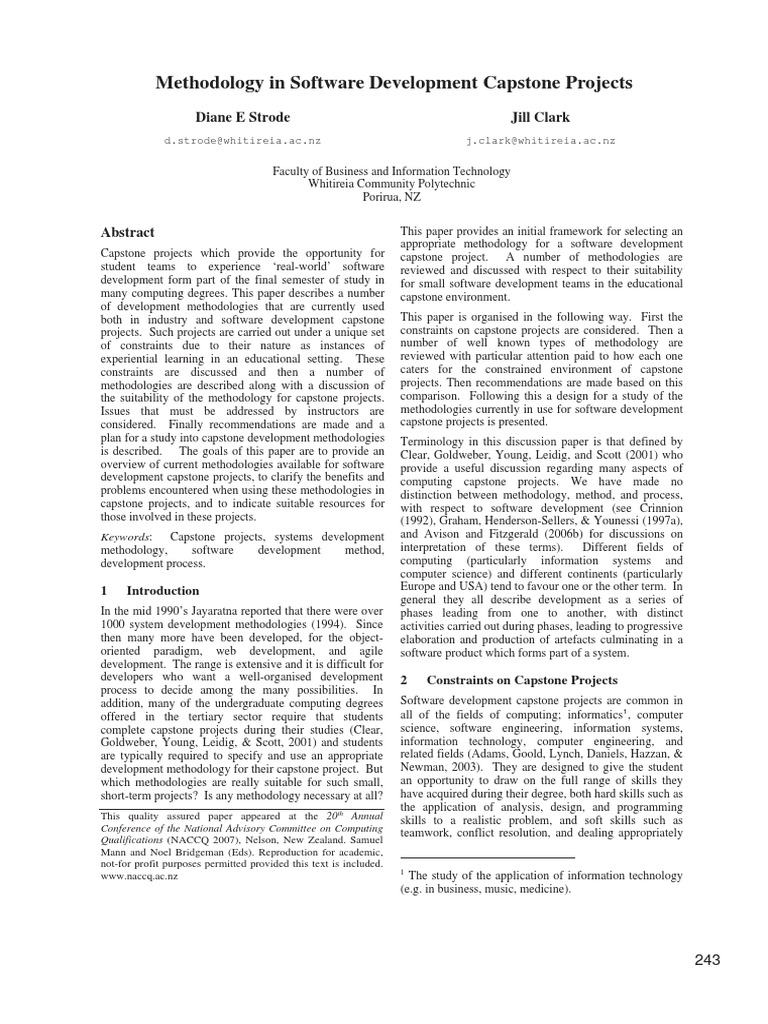 Methodology in Software Development Capstone Proje | PDF | Agile Software Development | Software ...