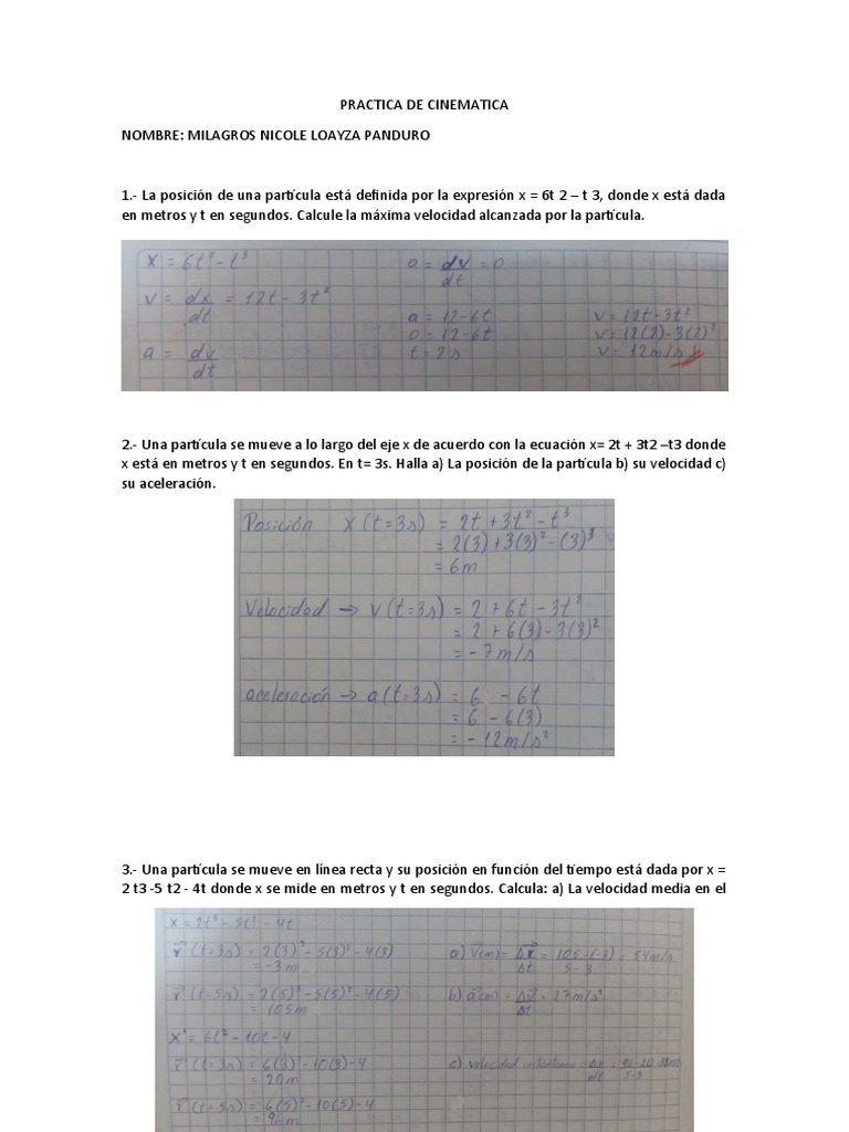 Practica de Cinematica | PDF | Velocidad | Aceleración