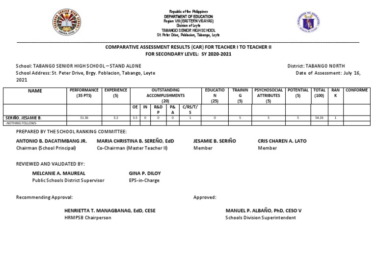 Ranking 2020-2021 T1 TO T2 | PDF
