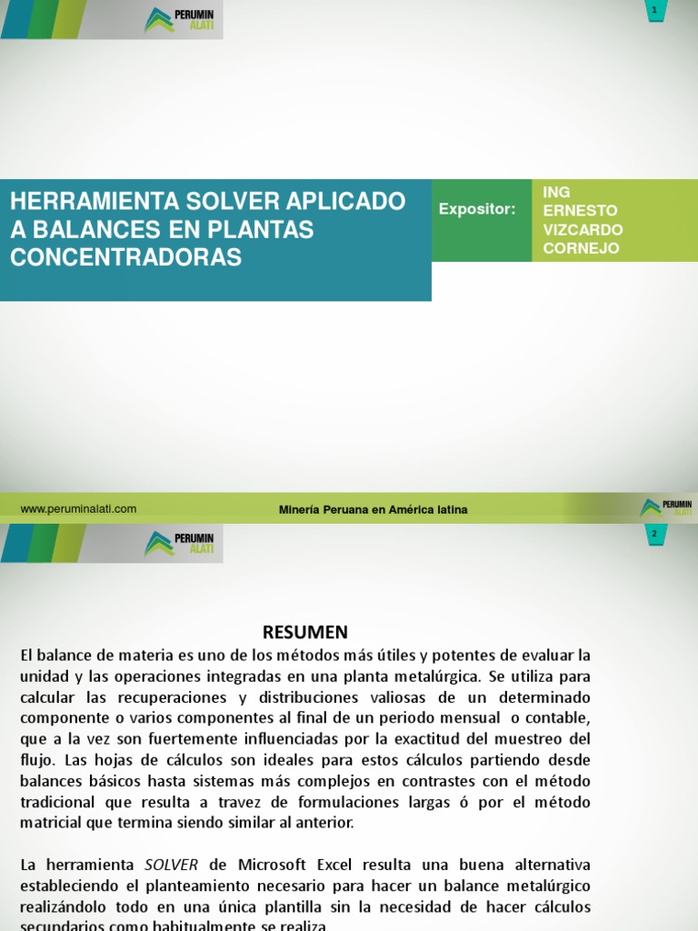 Exposicion Flotacion Solver | PDF | Programación lineal | Microsoft Excel