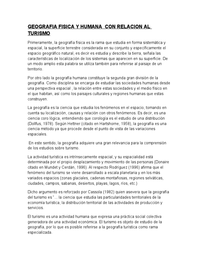 Geografía Física y Humana en Turismo | PDF | Geografía | Turismo