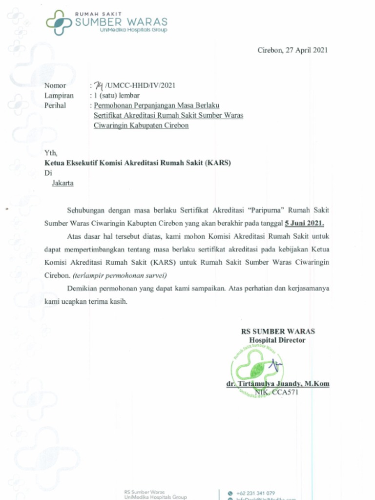 Permohonan Perpanjangan Masa Berlaku Sertf Akreditasi 2021 | PDF