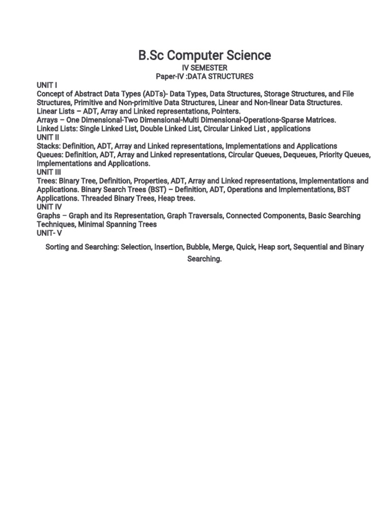 Iv Sem Data Structures Pdf Computer Programming Data Management
