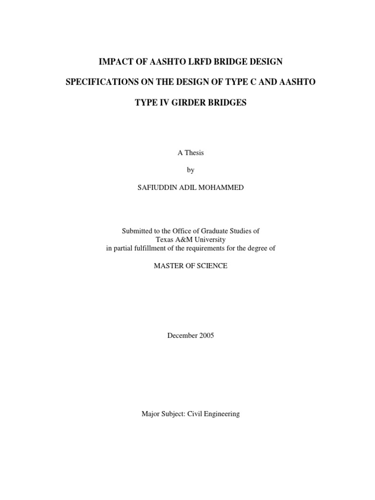 AASHTO Type IV Girder Design Impact | PDF | Bridge | Reliability ...