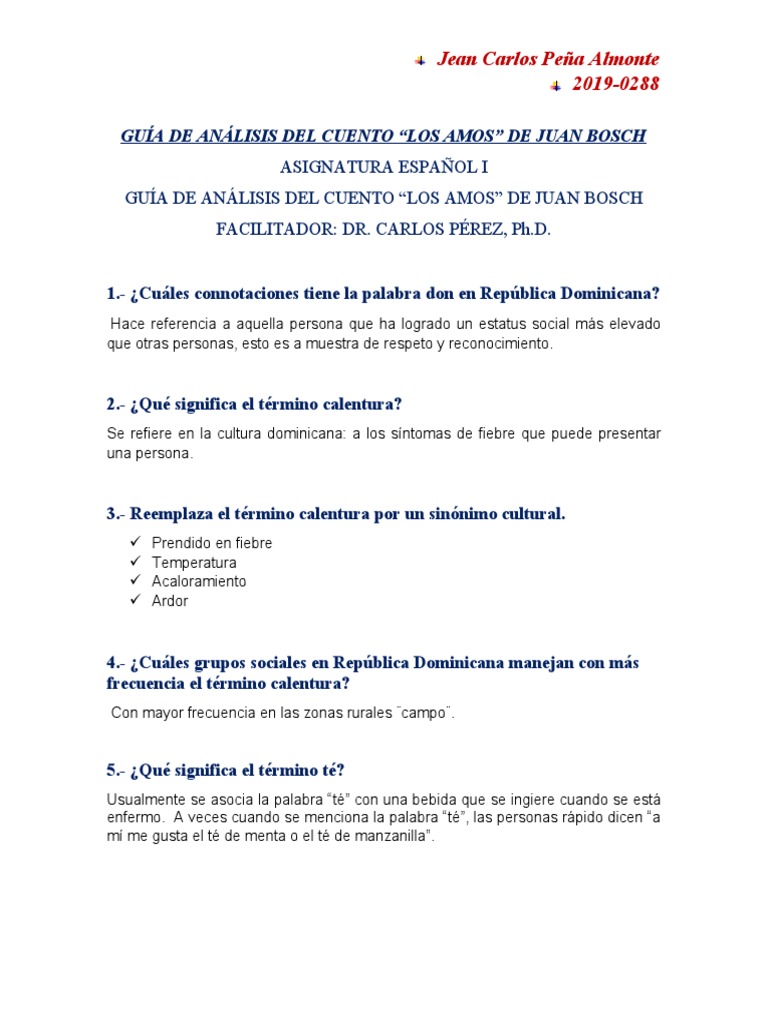 Guía de Análisis Del Cuento | PDF | Té | Naturaleza