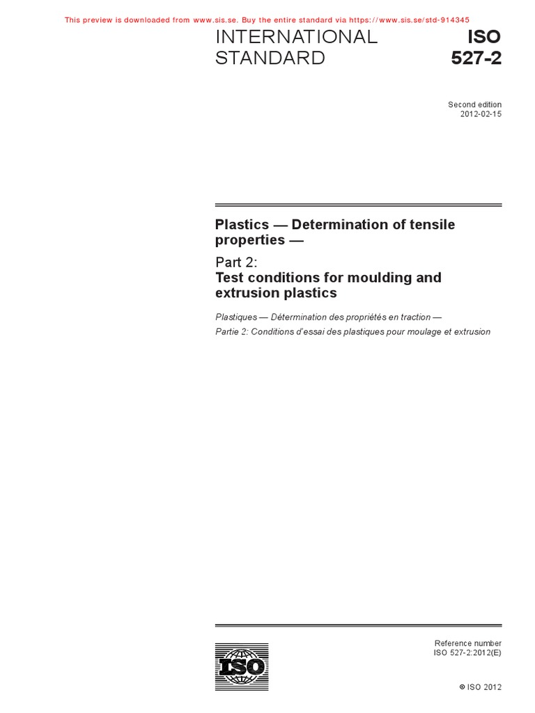 Iso 527 2 2012 en PDF | PDF | International Organization For Standardization | Composite Material