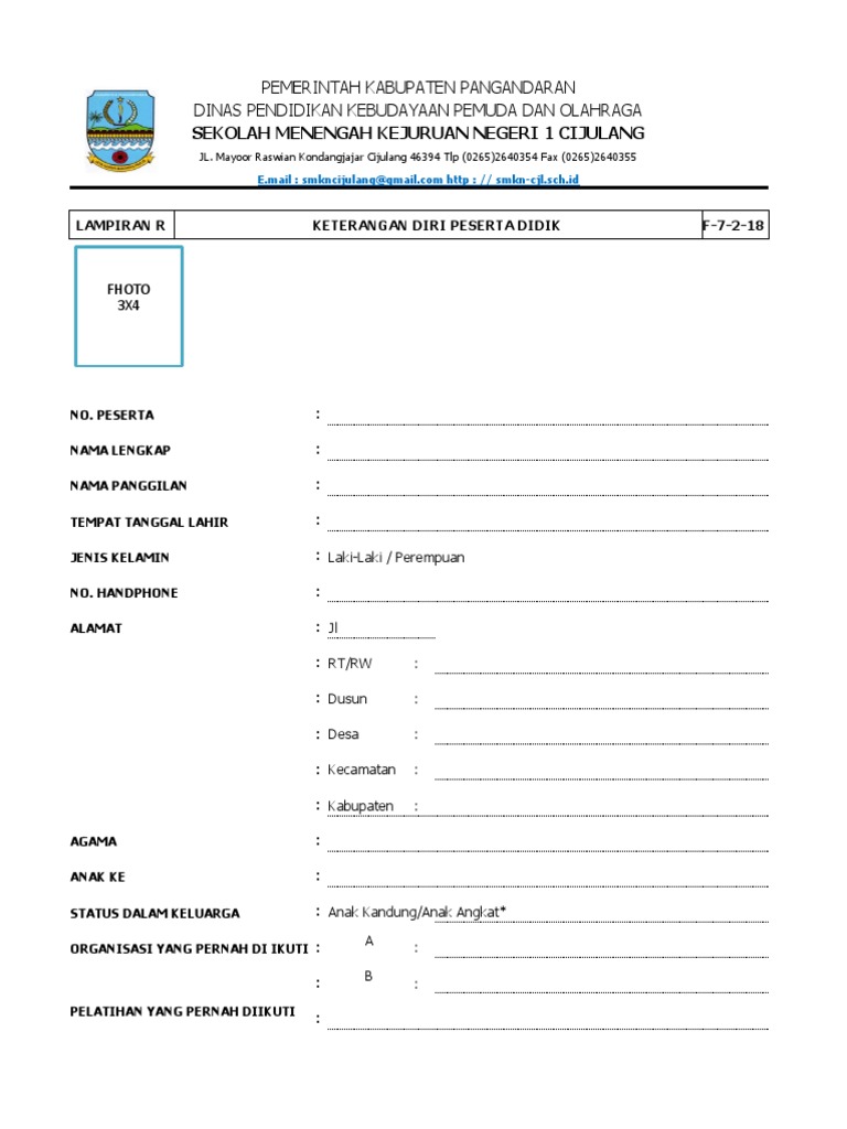 Blangko Data Siswa | PDF