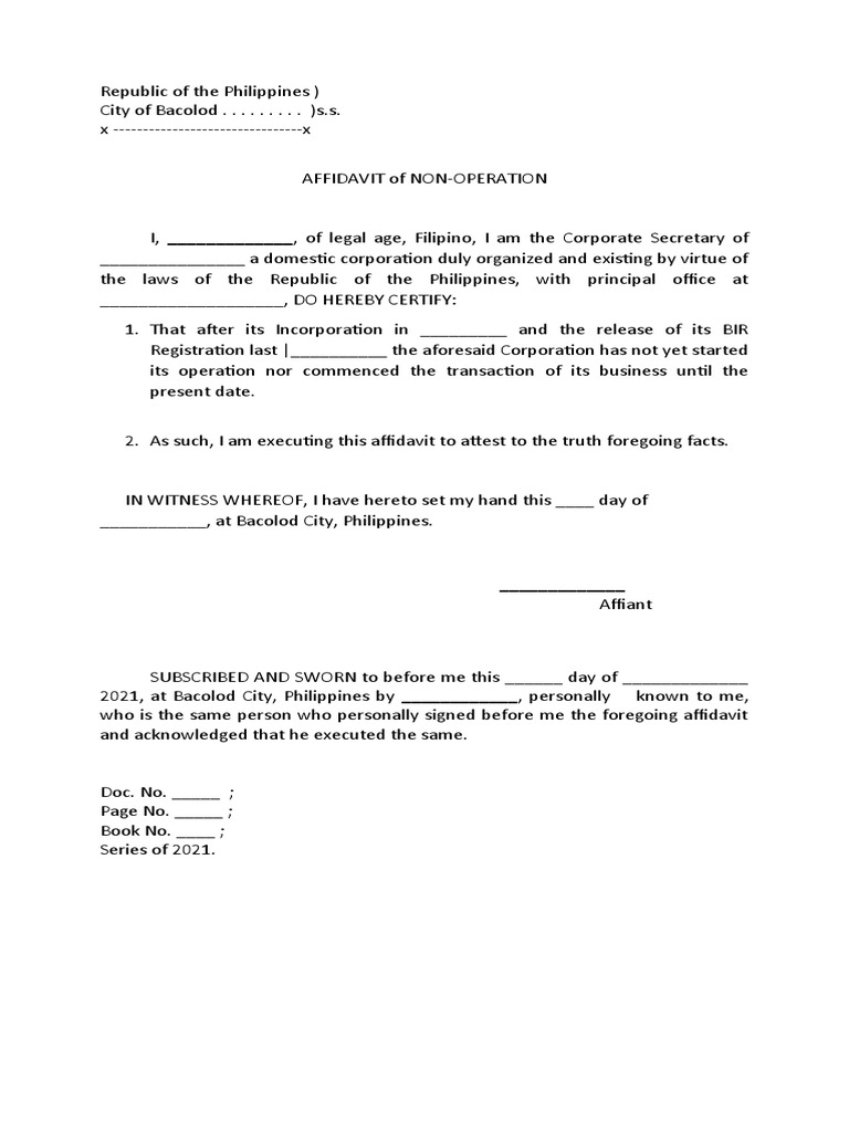 Affidavit of Non Employment | PDF