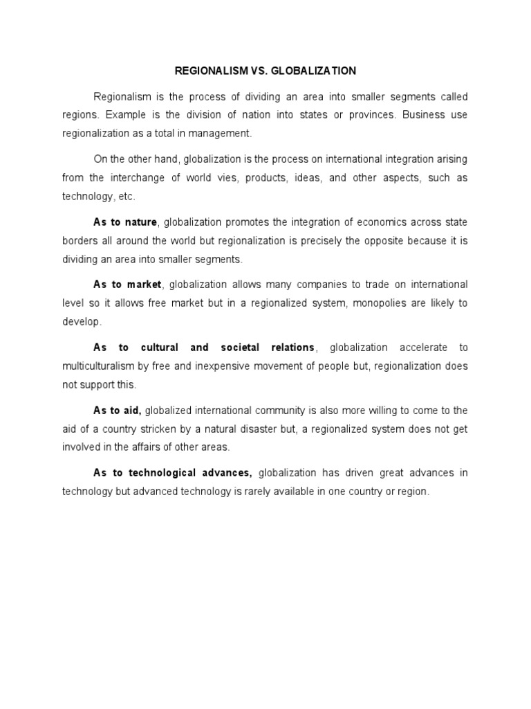 Regionalism VS Globalization | PDF