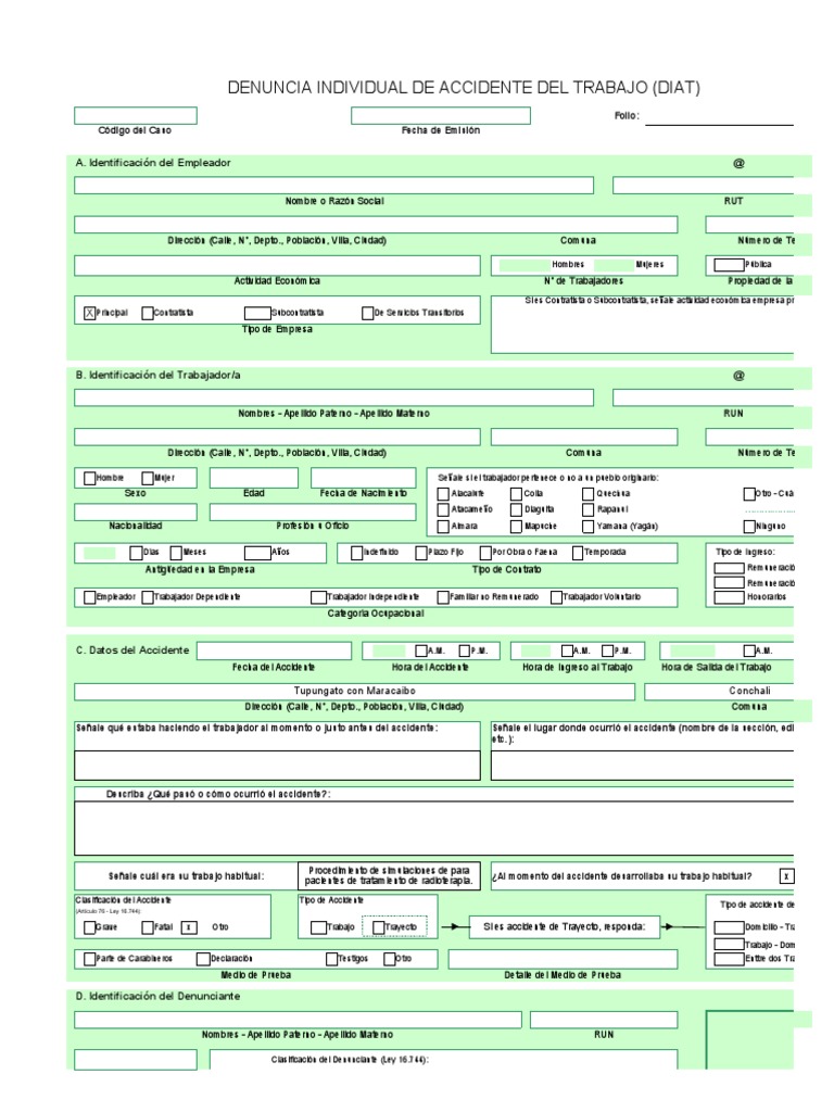 Formulario DIAT ISL 1 | PDF | Bienestar | Medicina