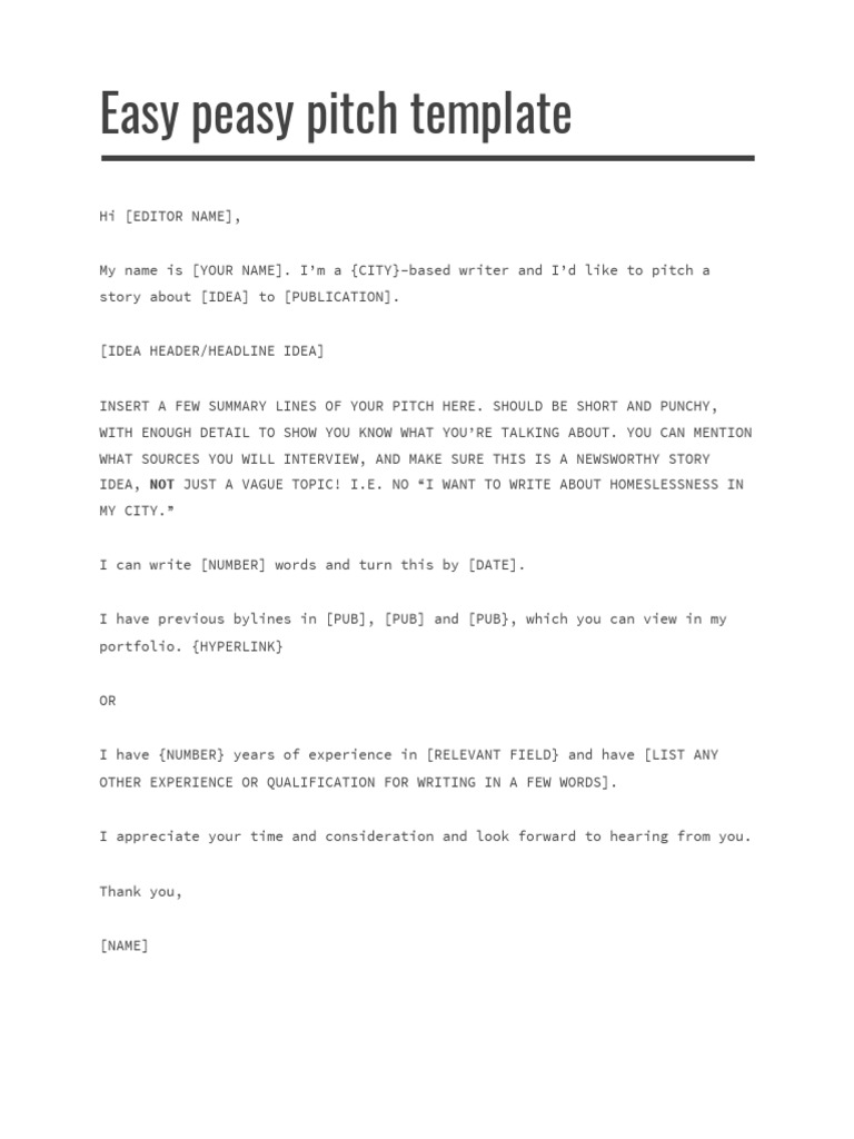 Easy Peasy Pitch Template | PDF