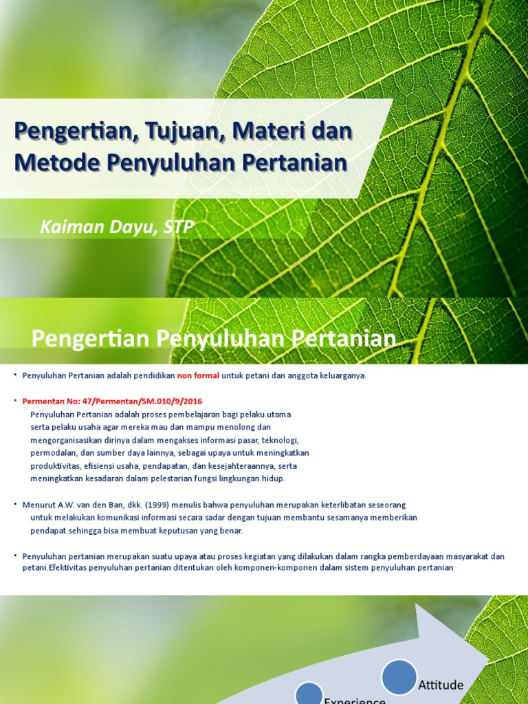 Pengertian, Tujuan, Materi Dan Metode Penyuluhan Pertanian | PDF