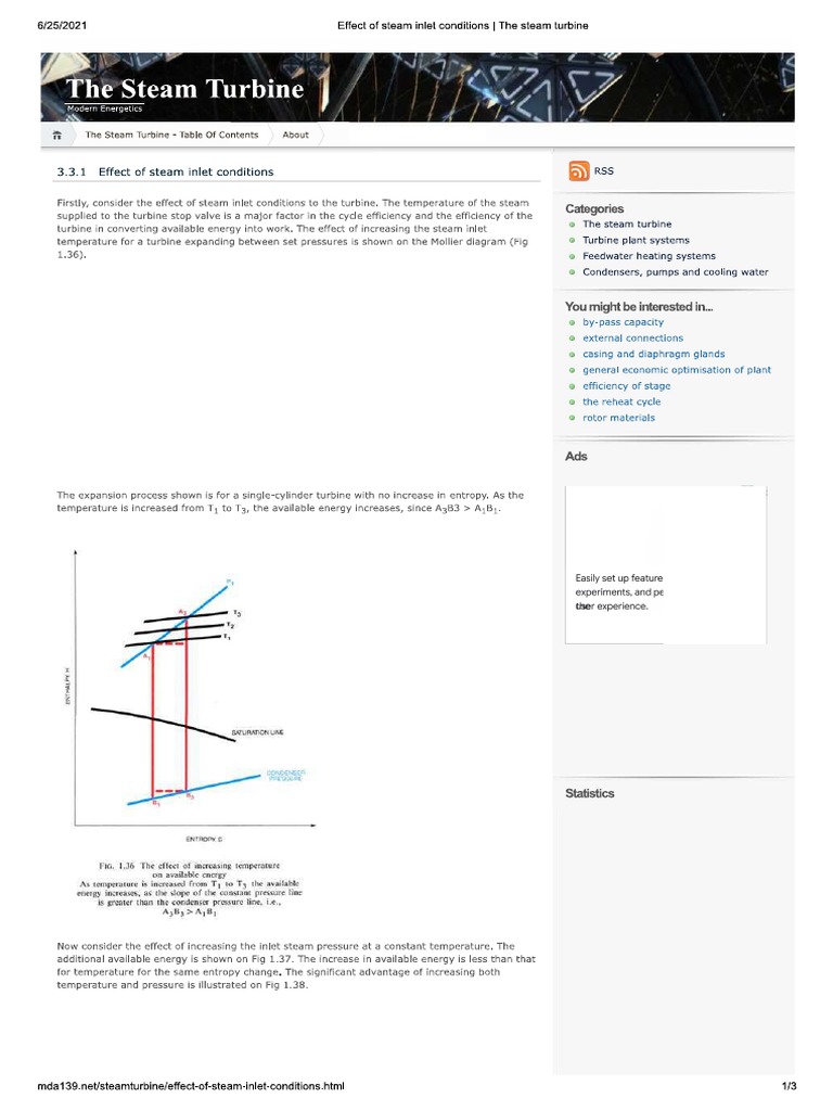 Effect of Inlet Pressure On Turbine Performance | PDF