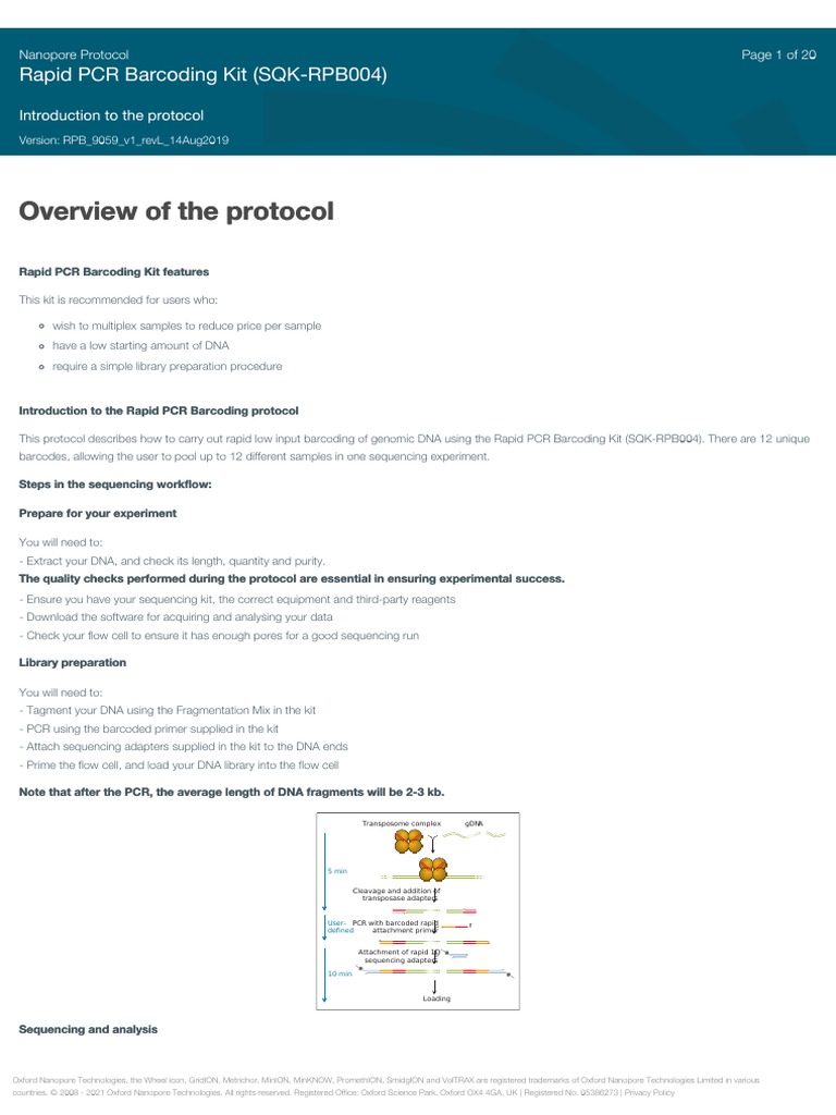 rapid-pcr-barcoding-RPB 9059 v1 Revl 14aug2019-Minion | PDF | Dna ...