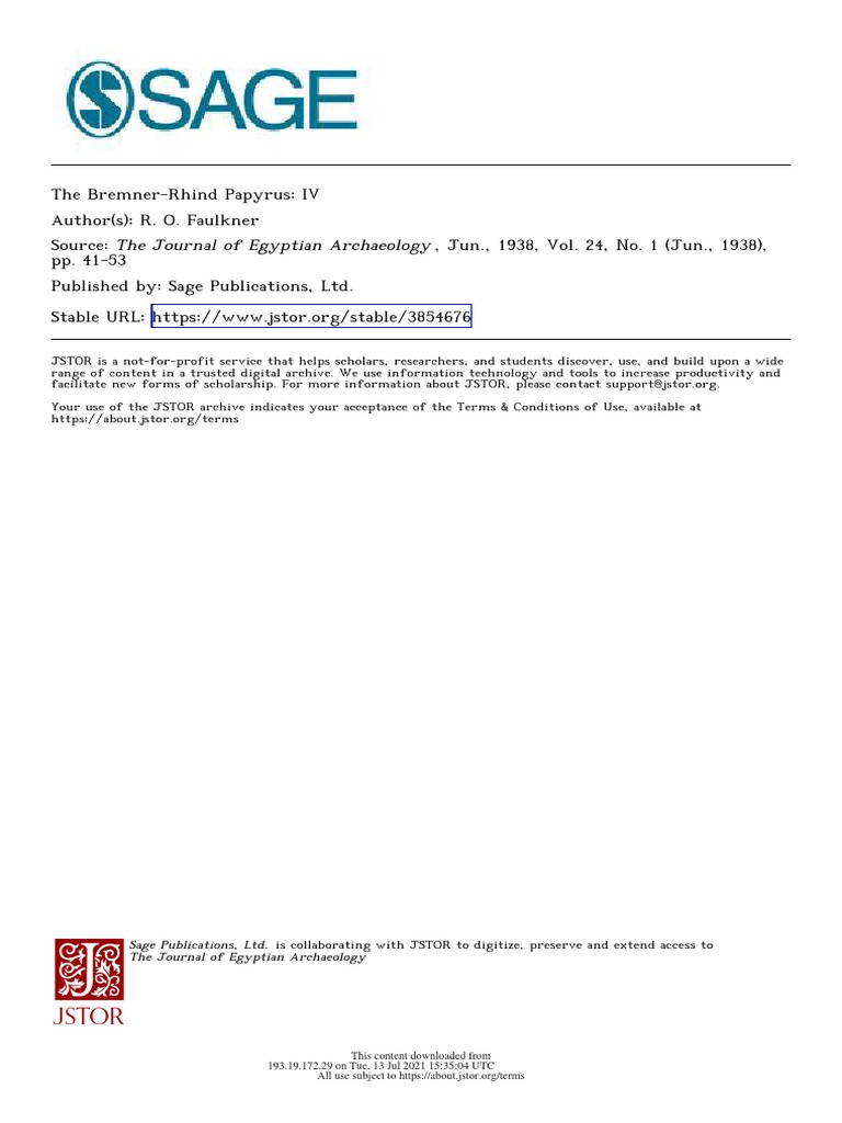 The Bremner-Rhind Papyrus IV | PDF | Thou | Egyptian Mythology