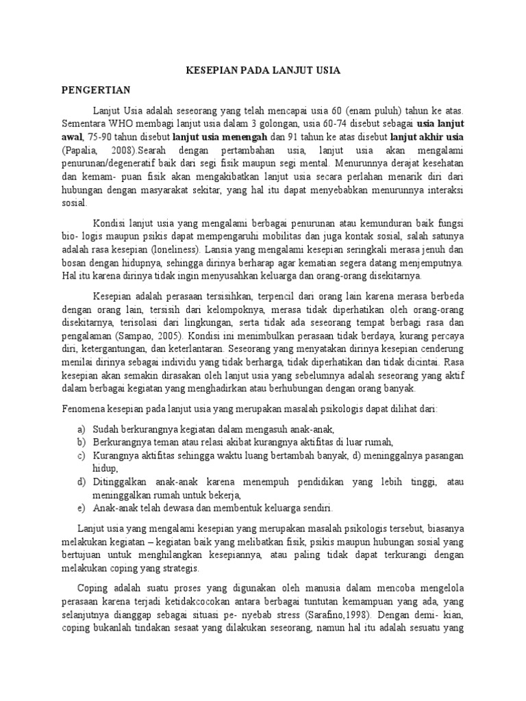 Lansia Kesepian | PDF