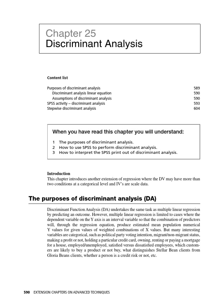 Chapter 25 - Discriminant Analysis | PDF | Regression Analysis | Data ...