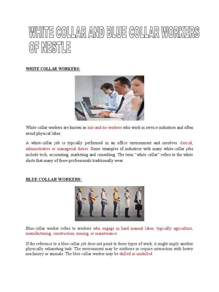 White vs Blue Collar Workers Defined | PDF
