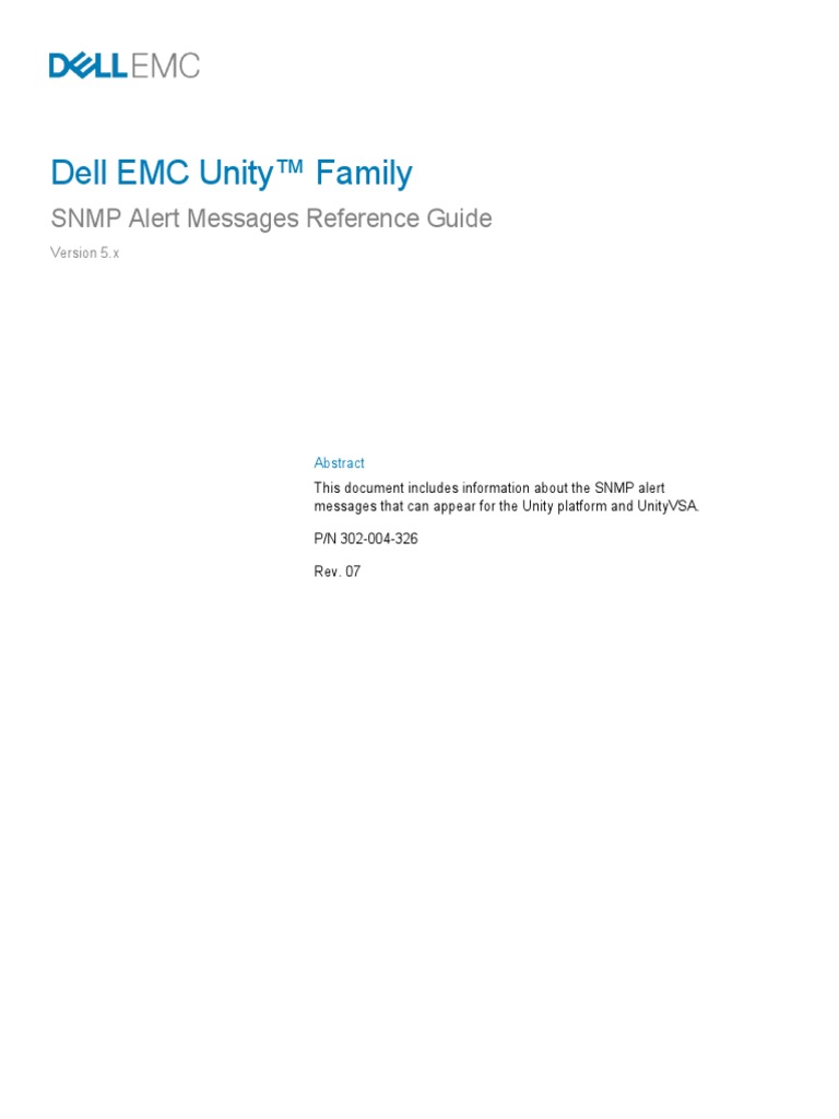 Unity SNMP Alert Messages Reference Guide | PDF | Antivirus Software ...