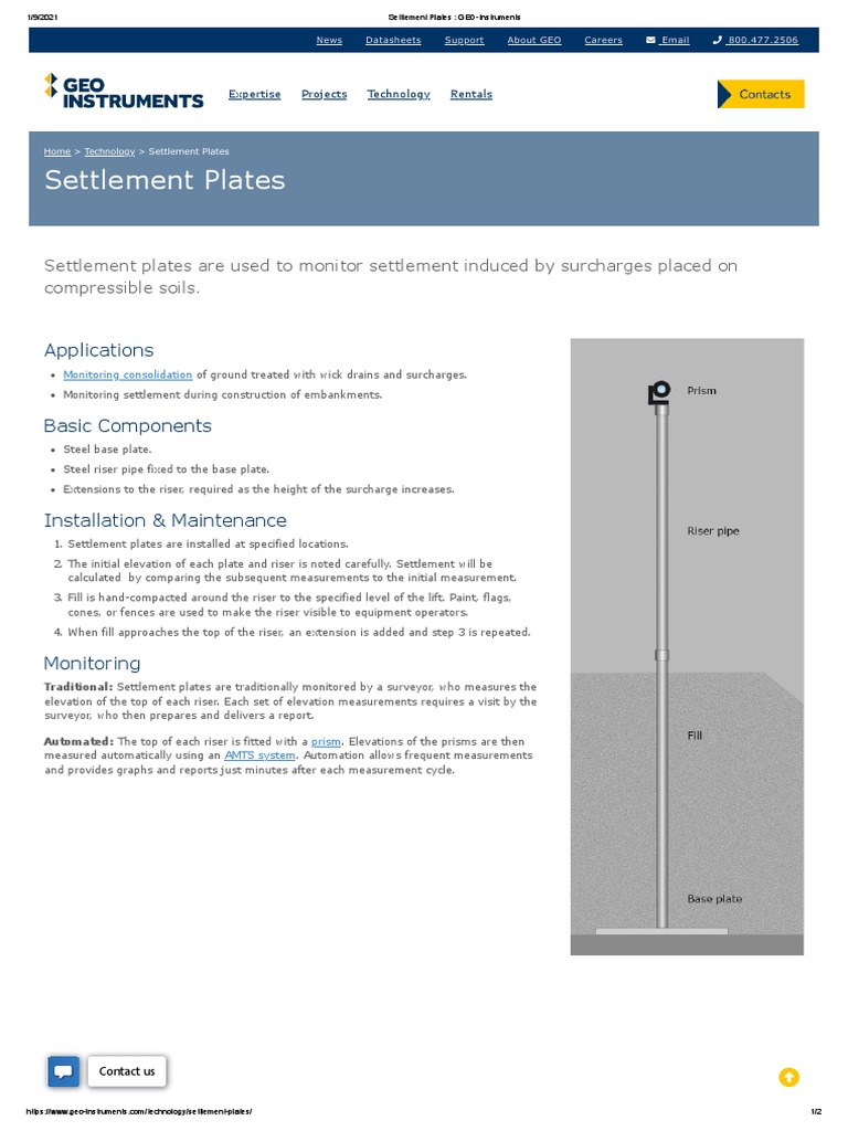 Settlement Plates - GEO-Instruments | Download Free PDF | Civil ...