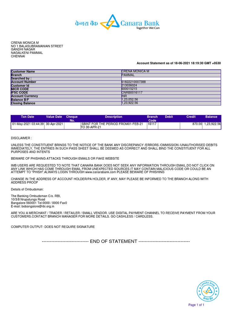 End of Statement | PDF | Phishing | Computer Security