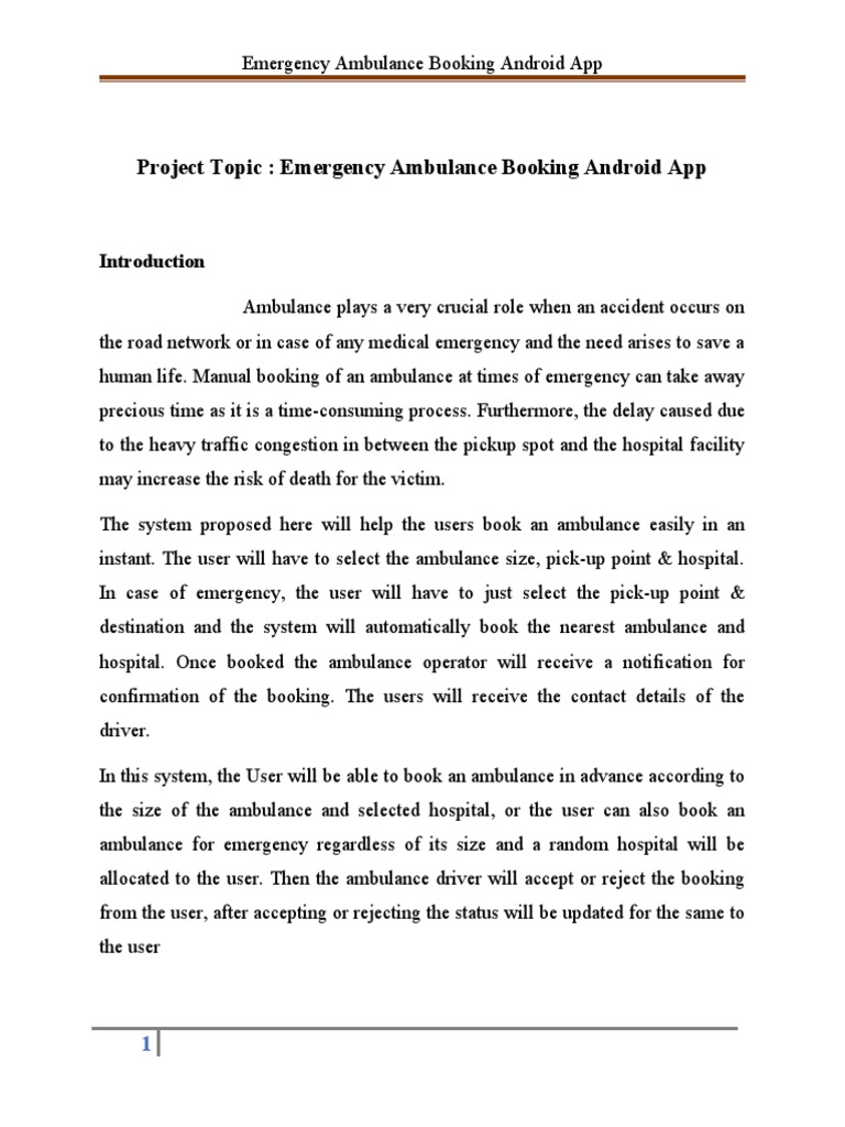 Emergency Ambulance Booking Android App - Final | PDF | Android (Operating System) | Ambulance