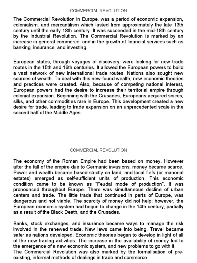Commercial Revolution | PDF | Trade | Economies