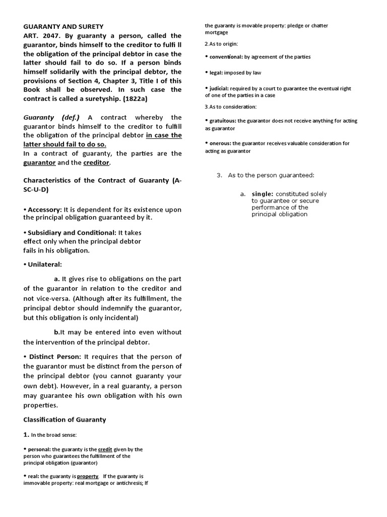 Guaranty and Suretyship Explained | PDF | Guarantee | Surety