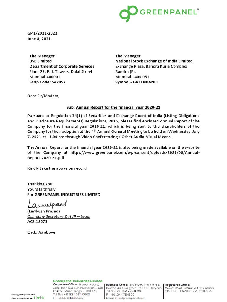 Greenpanel AR FY21 | PDF | Corporations | Economies