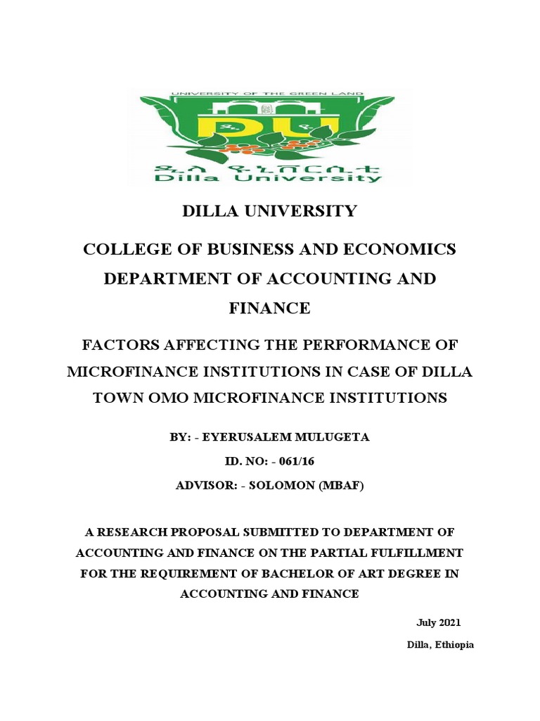 Dilla University College of Business and Economics Department of ...