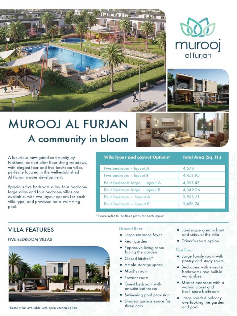 Murooj Al Furjan Fact Sheet | PDF | Bedroom | Room