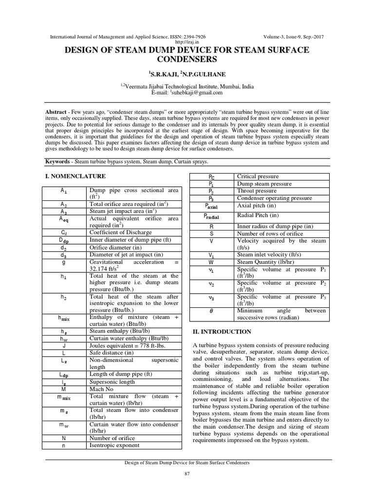 Dump Tube Design | PDF | Steam | Enthalpy