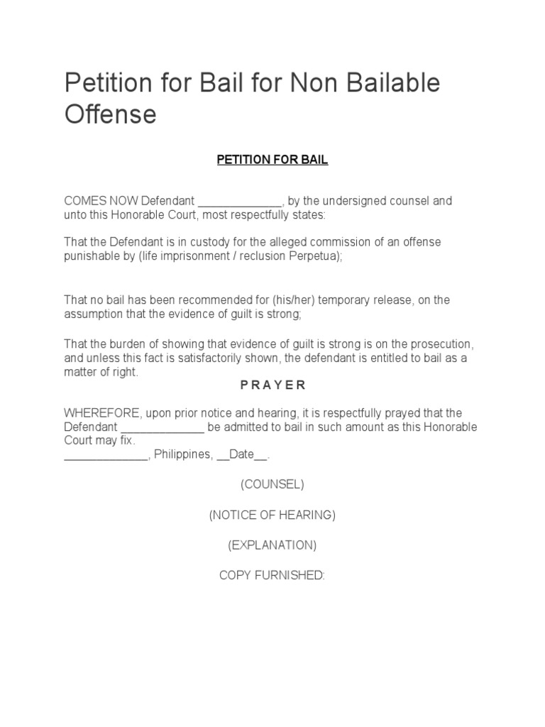 Petition for Bail in Non-Bailable Case | PDF