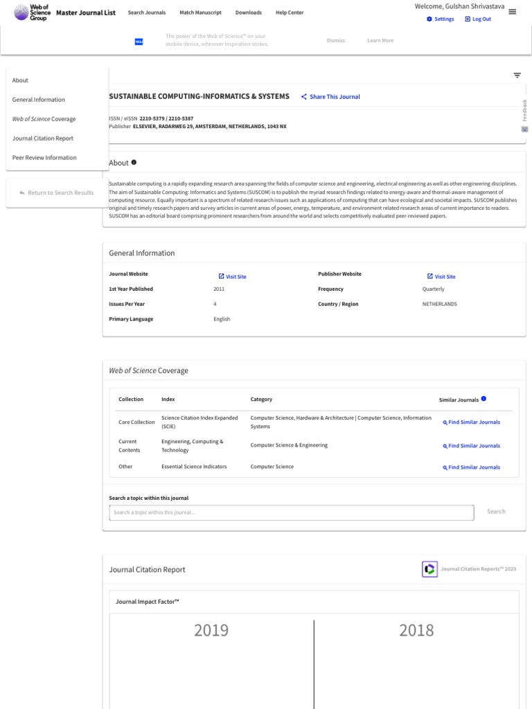 Web of Science Master Journal List - Journal Profile-Suscom | PDF ...