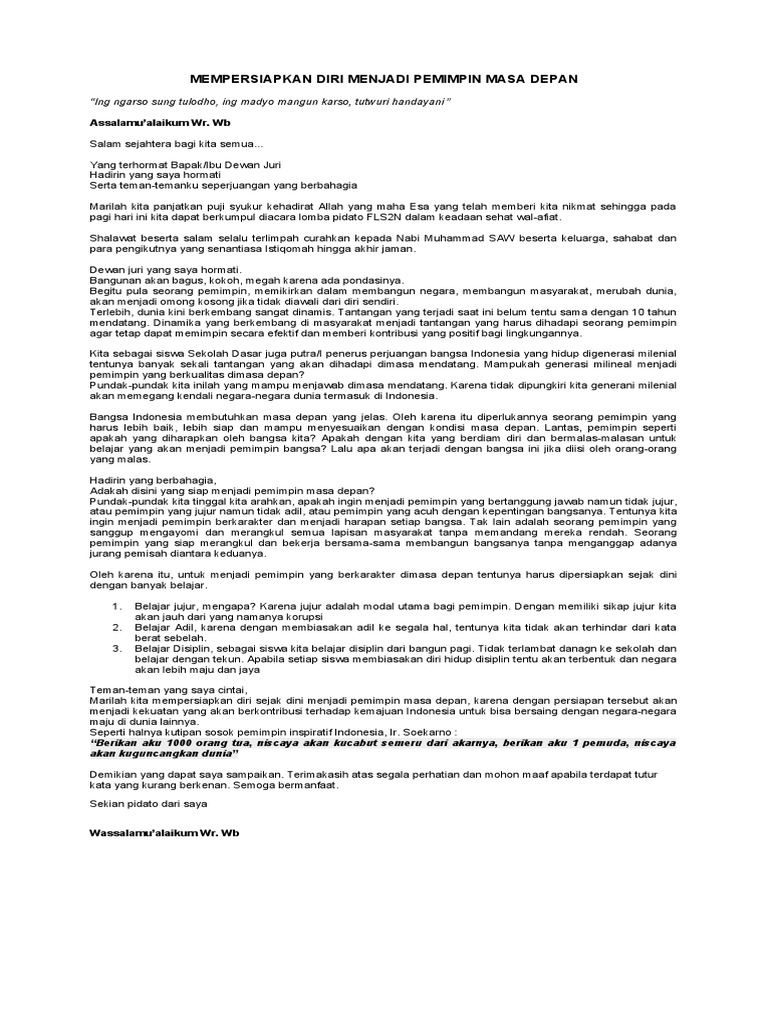 Teks Pidato Bahasa Indonesia FLS2N | PDF