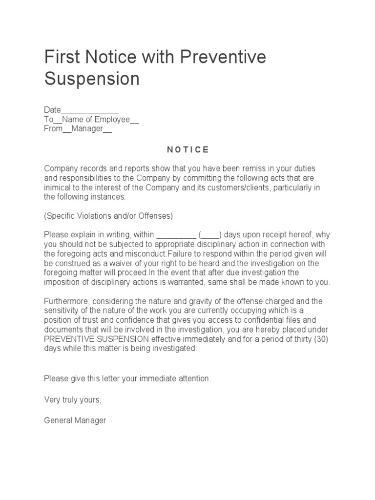 First Notice With Preventive Suspension | PDF